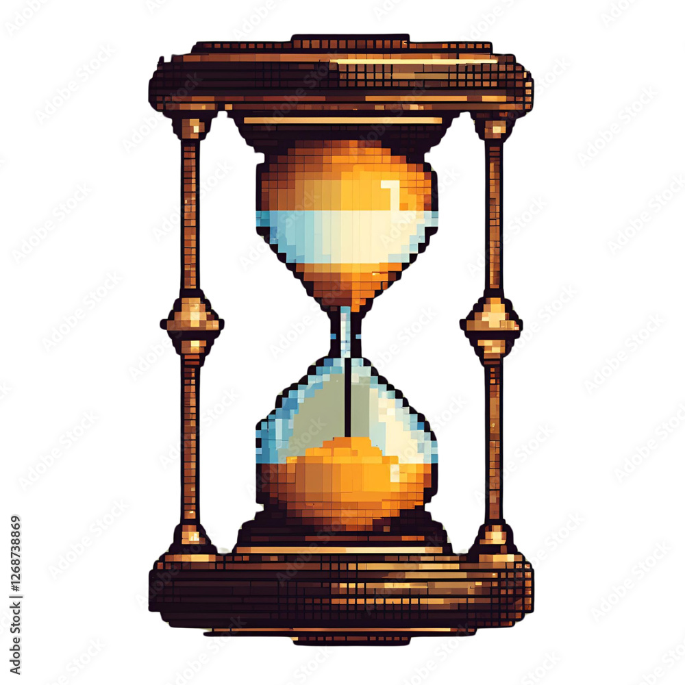 Hourglass time pixel retro symbol, vintage digital game sandglass ...