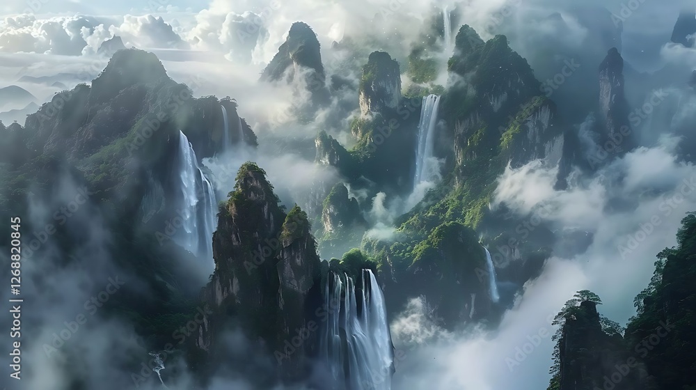 A waterfall is a stunning natural feature where water cascades over a ...