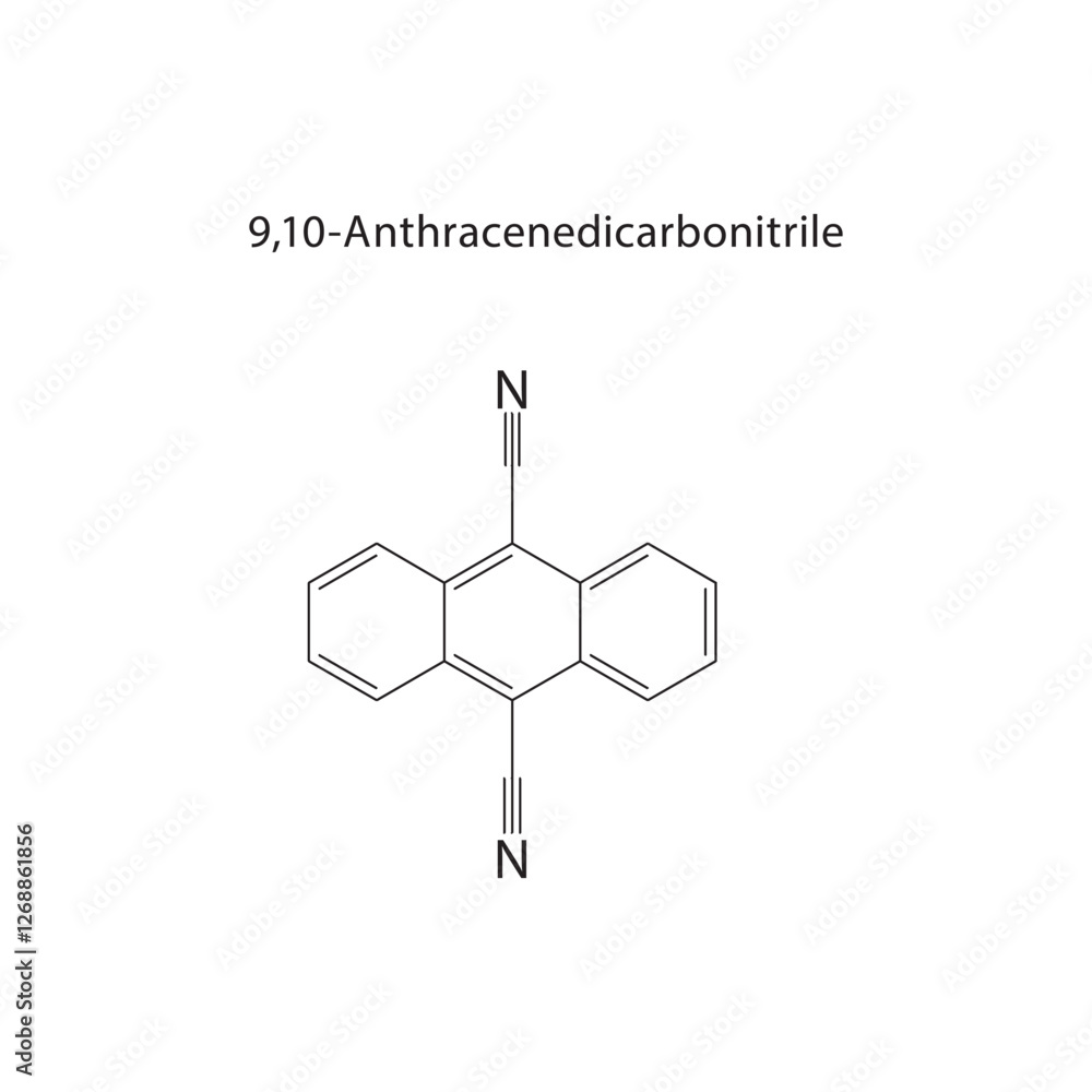 9,10-Anthracenedicarbonitrile skeletal structure.Anthracene derivative ...