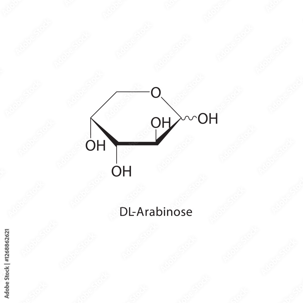 DL-Arabinose skeletal structure.Sugar compound schematic illustration. Simple diagram, chemical ...