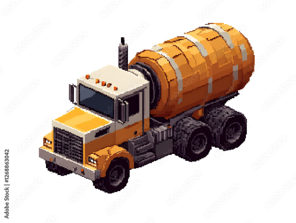 Pixel Art Concrete Mixer Truck for Construction and Industry Use Stock ...