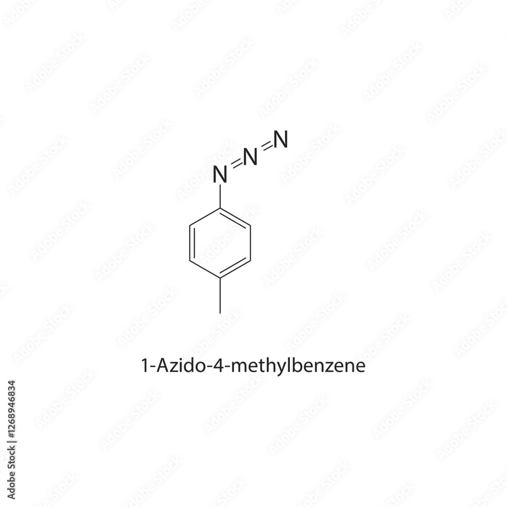 1-Azido-4-methylbenzene skeletal structure.Azide compound schematic ...