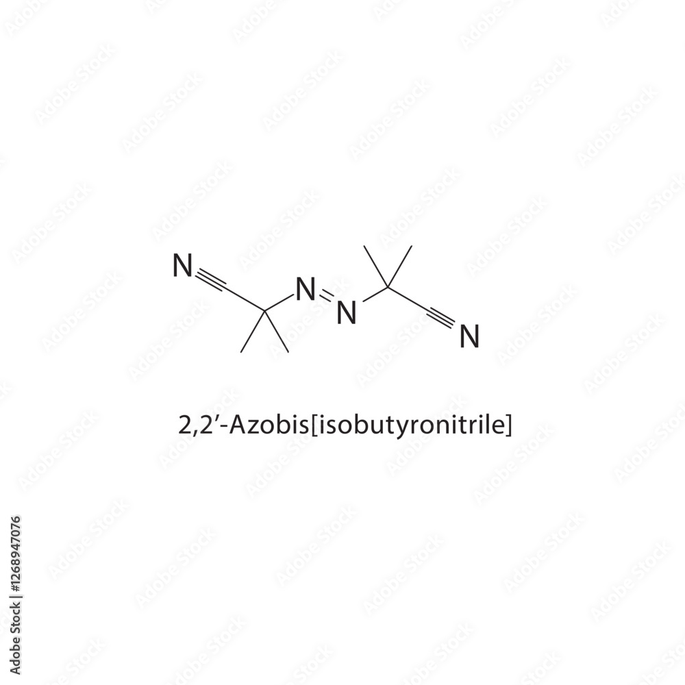 2,2’-Azobis[isobutyronitrile] (AIBN) skeletal structure.Azo Compound ...