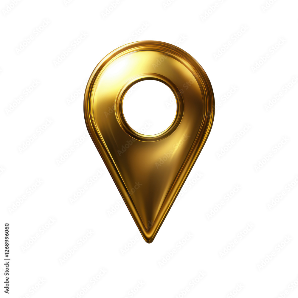 Elegant Golden Location Pin Icon on a Transparent Background for Modern ...