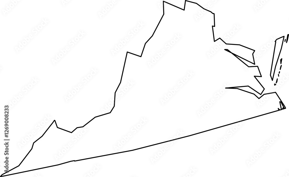 Virginia State Map - Outline Vector SVG Illustration Stock Vector ...