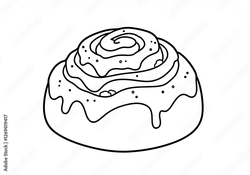 Ilustración de Stock Black and white cinnamon roll outline for coloring ...