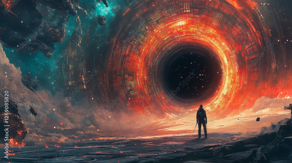 Galactic library storing memories of extinct civilizations, floating ...