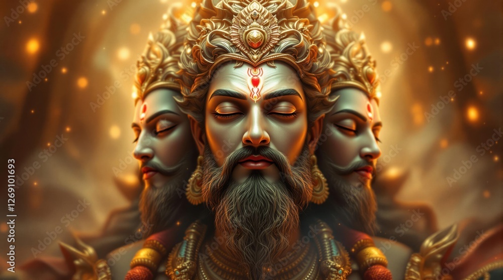 Hindu God Brahma, the creator of the universe Artwork of a Radiant ...
