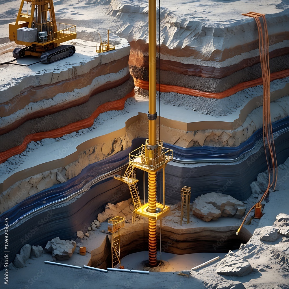 Highly Detailed 3D Cross-Sectional View of an Industrial metalurgy site ...