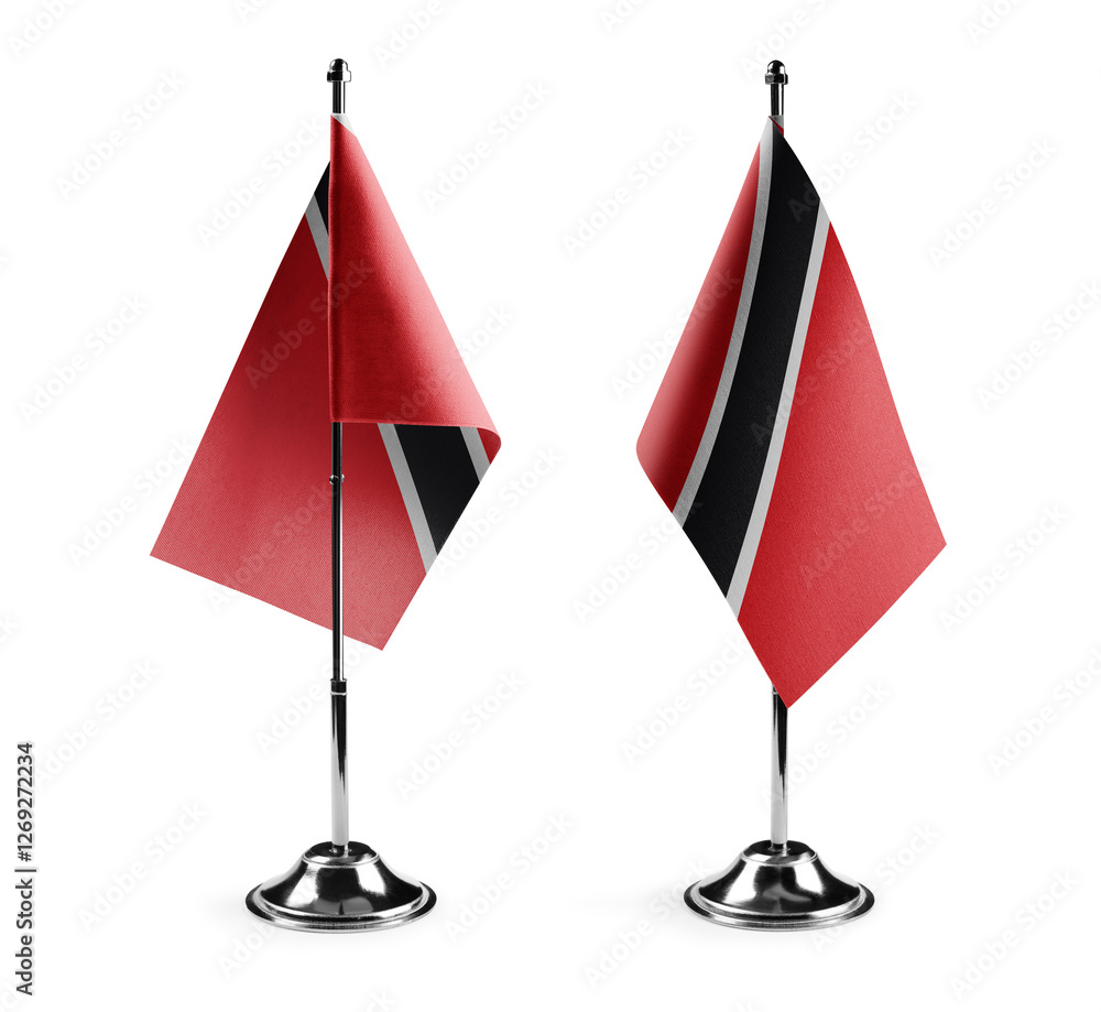 Small national flags of the Trinidad and Tobago on a white background ...