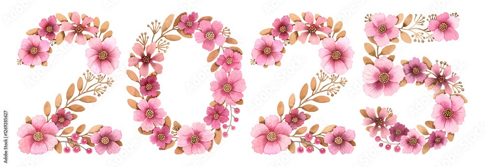 Watercolor hand drawn colorful lettering Number isolated background ...