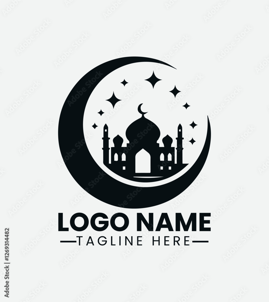 Mosque and Crescent Logo Design, Islamic Mosque Logo, Muslim Community ...