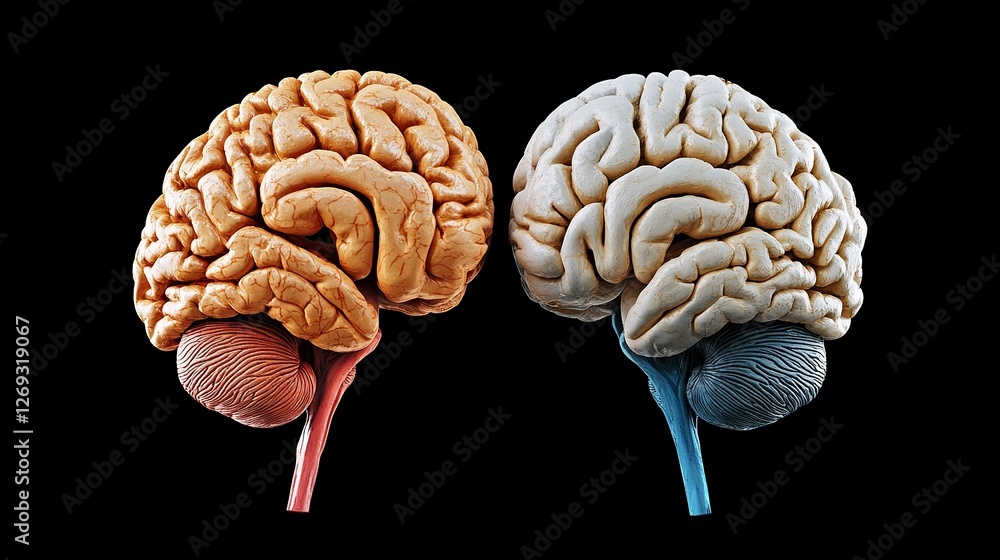 Human Brain Anatomy Two Hemispheres Detailed 3D Model Medical Science ...