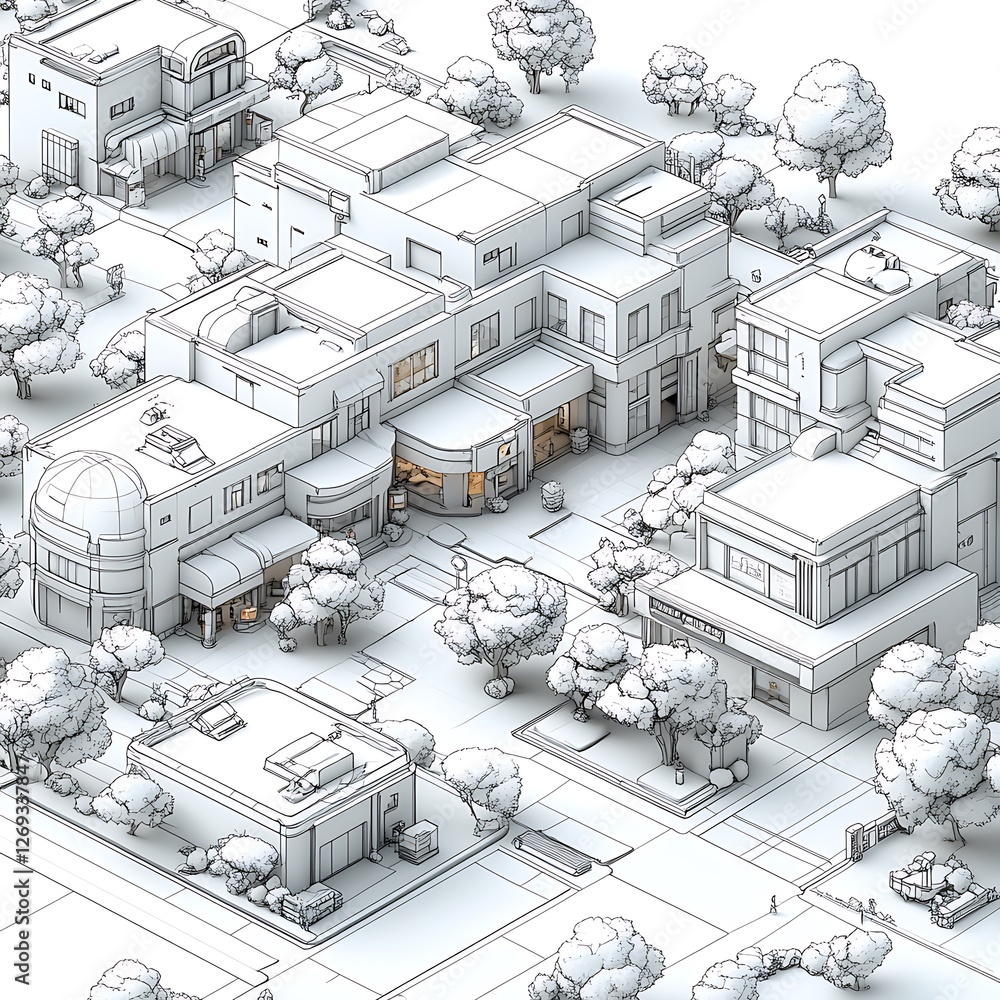 Modern City Mall Structural Wireframe Design high resolution hd art ...