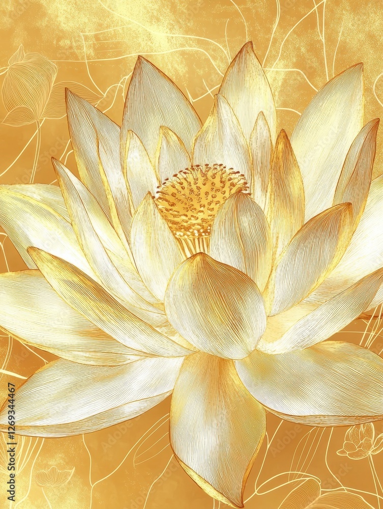 Luxury gold lotus background vector. Zen wallpaper collection with ...