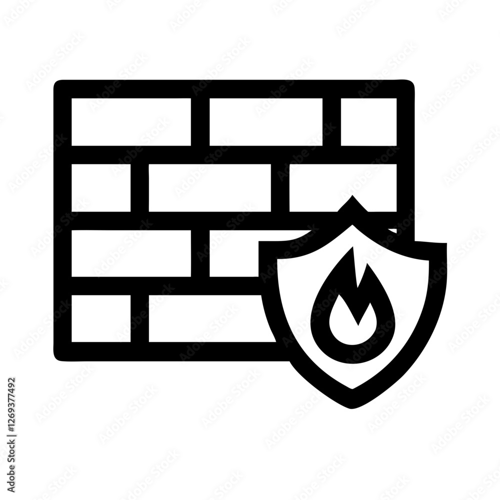Firewall Shield Icon Vector - Modern Symbol for Zero Trust Architecture ...