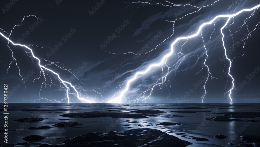 Abstract impact of stormy gray glowing lightning sparks effects anime ...