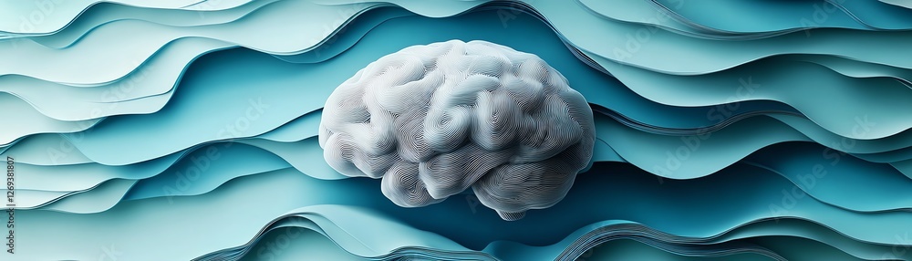 Elegant paper cut brain structure, anatomical depth, organic flow ...