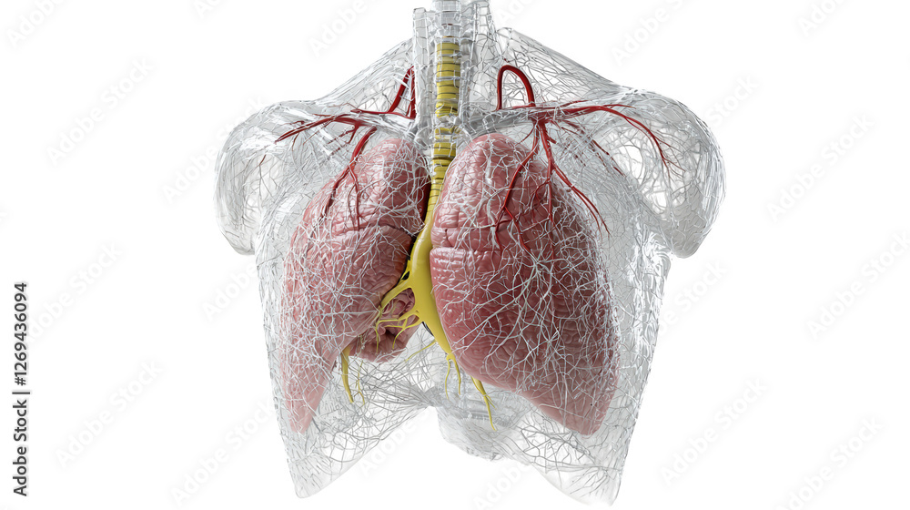 Detailed diagram of human lungs, comprehensive anatomy, physiology, and ...