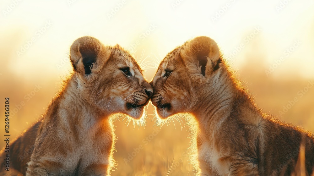 Wildlife Serengeti Landscape wild animals natural habitat concept. Two ...