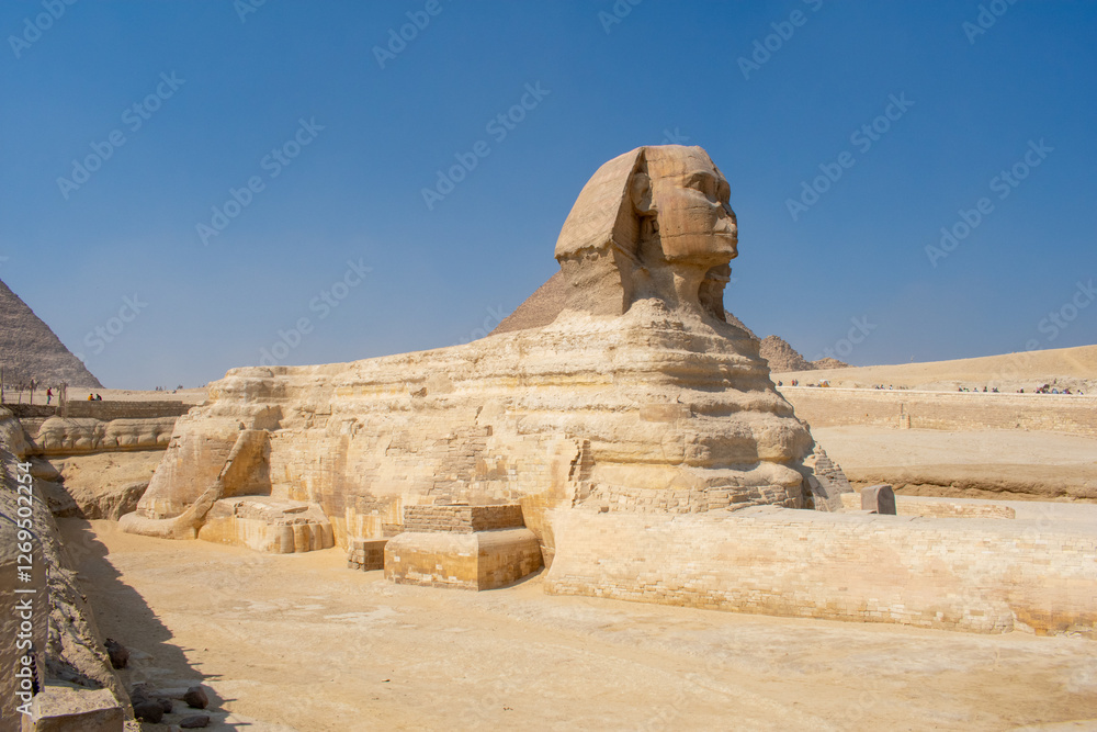 Famous Great Pyramids of Chephren and Cheops, Cairo, Egypt. Giza ...