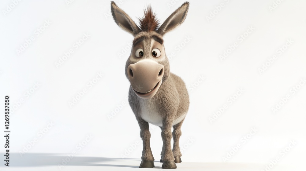 Charming Donkey Character Render: A 3D Model of a Friendly Donkey from ...