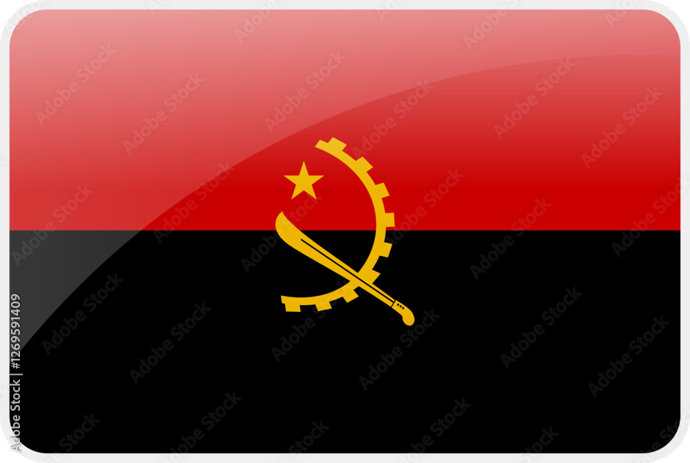 Flag Icon of Angola Republic Country,National Vector Flag Iconic Symbol ...