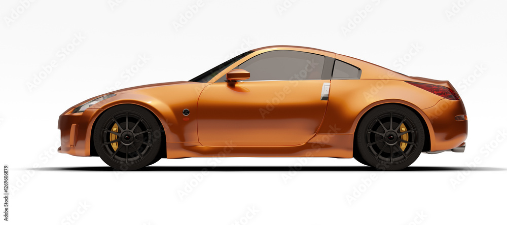 Izmir, Turkey - Feb 16 2025: A 3D-rendered image of an orange Nissan ...