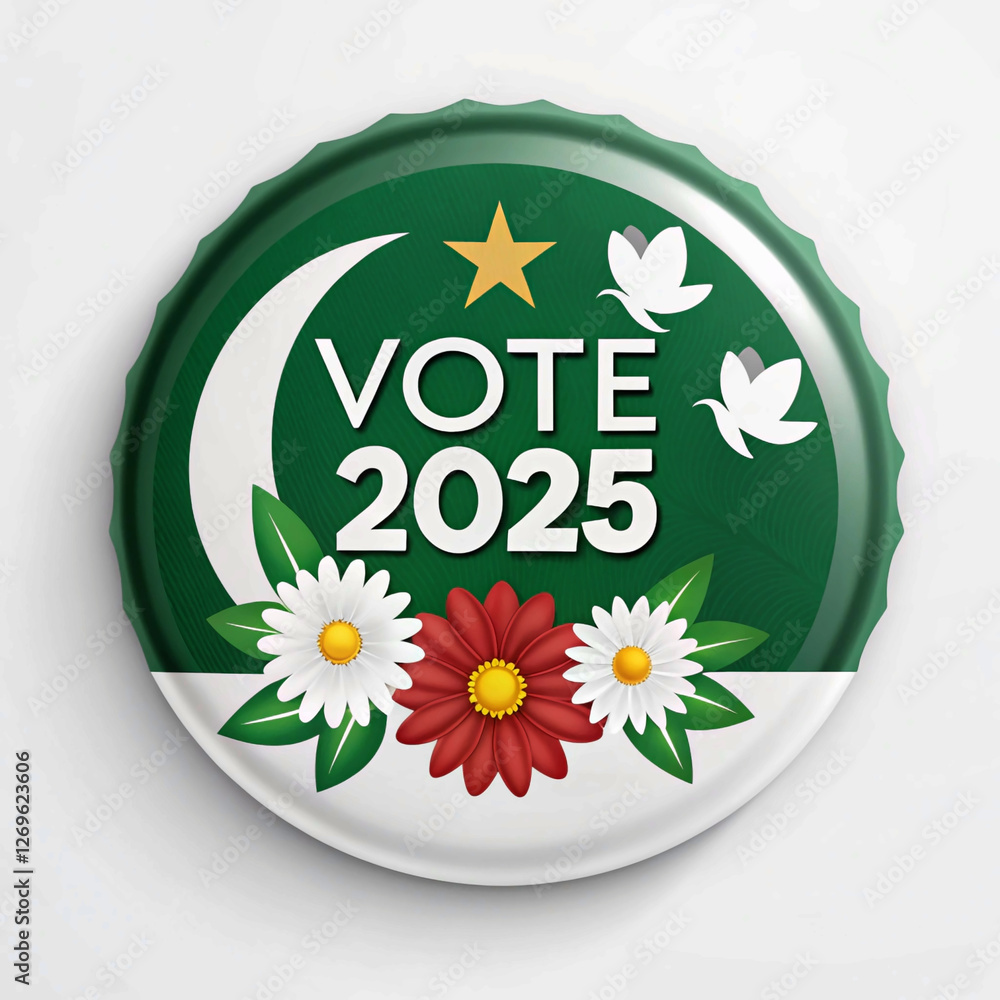 Foto de Stock Patriotic Call to Vote: Pakistan 2025 Election Badge with ...