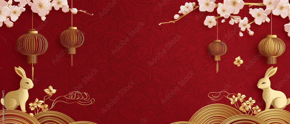 Chinese new year 2023 year of the rabbit - red traditional Chinese ...