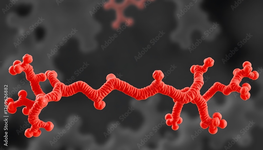 High-resolution 3D model of a branched polymer chain molecule with ...