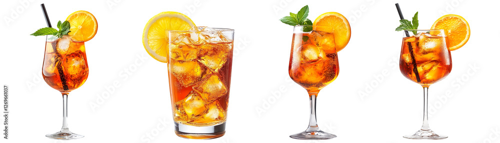 Collection of aperol spritz cocktails isolated on transparent ...