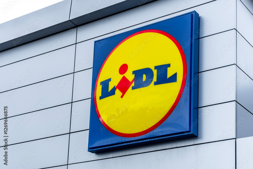 Alcalá de Guadaira, Seville, Spain; 01-22-2025: Close-up of Lidl ...