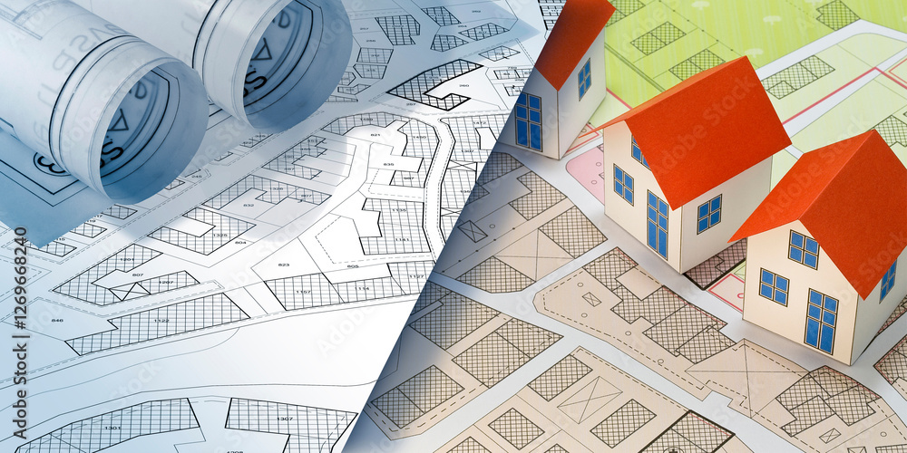 REAL ESTATE AND CONSTRUCTION INDUSTRY CONCEPT WITH BUILDING PERMIT ...