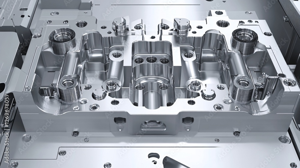 Cross section of metal mold showing the complexity of the tooling ...
