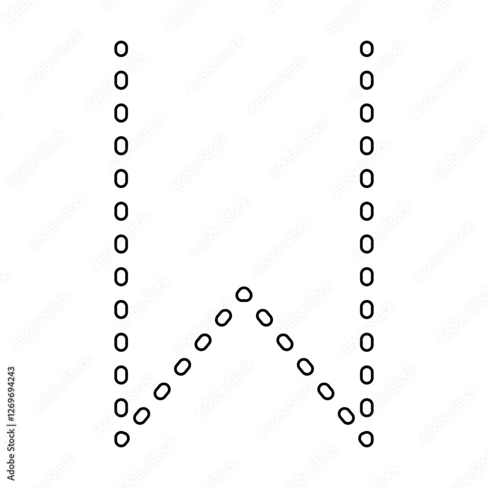Tracing Alphabet letter W, prewriting dotted line element for ...