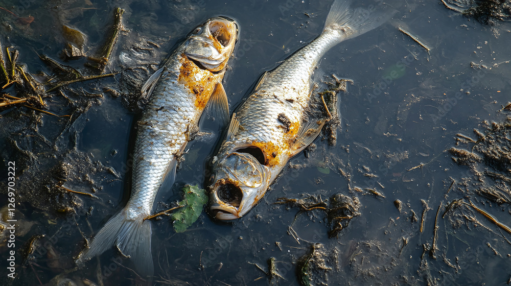 Two dead fish washed ashore in polluted water, highlighting ...