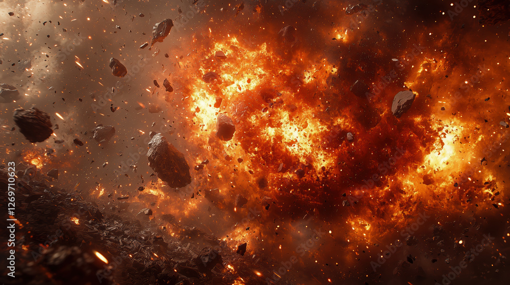 Explosive eruption of fiery debris in a cosmic landscape during a ...