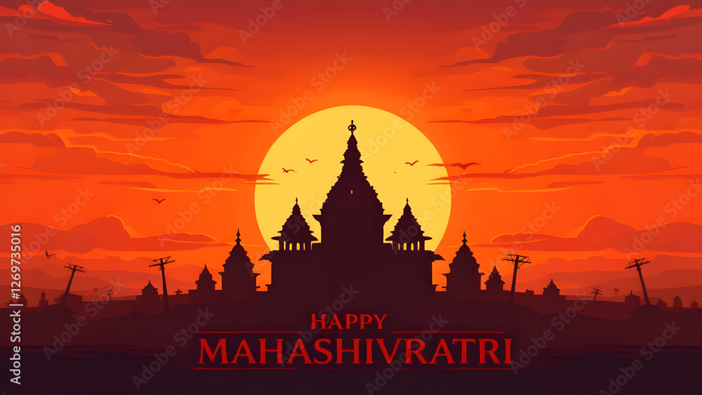 Стоковая иллюстрация «Happy maha Shivratri illustration with trisulam ...