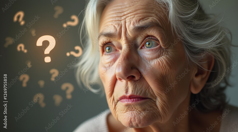 Alzheimer's, dementia and memory loss, Elderly Senior Old woman with ...