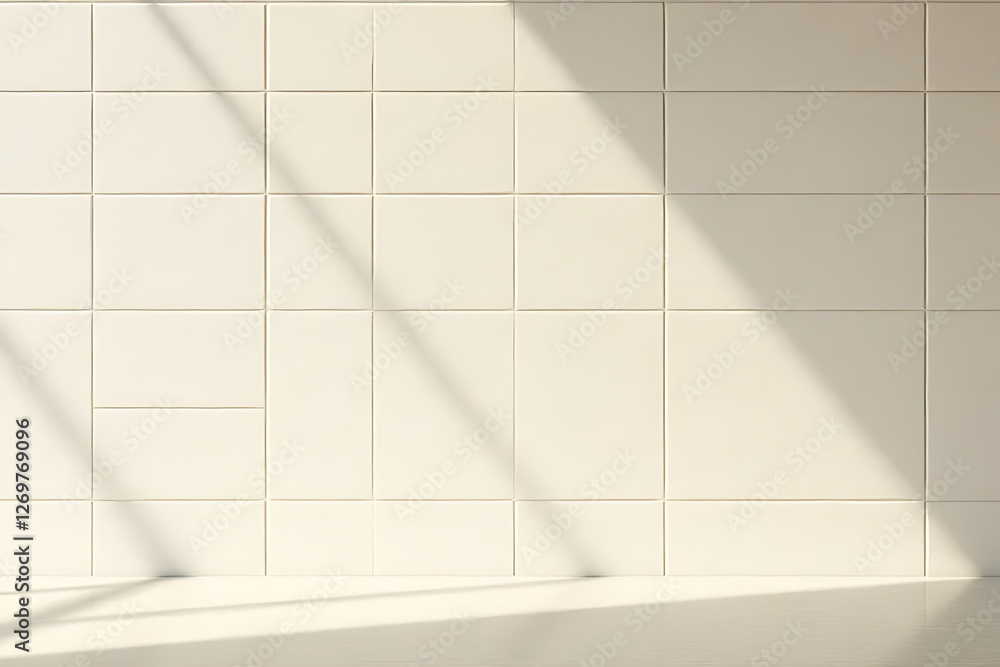 clean and modern tiled wall with soft shadows creating serene ...