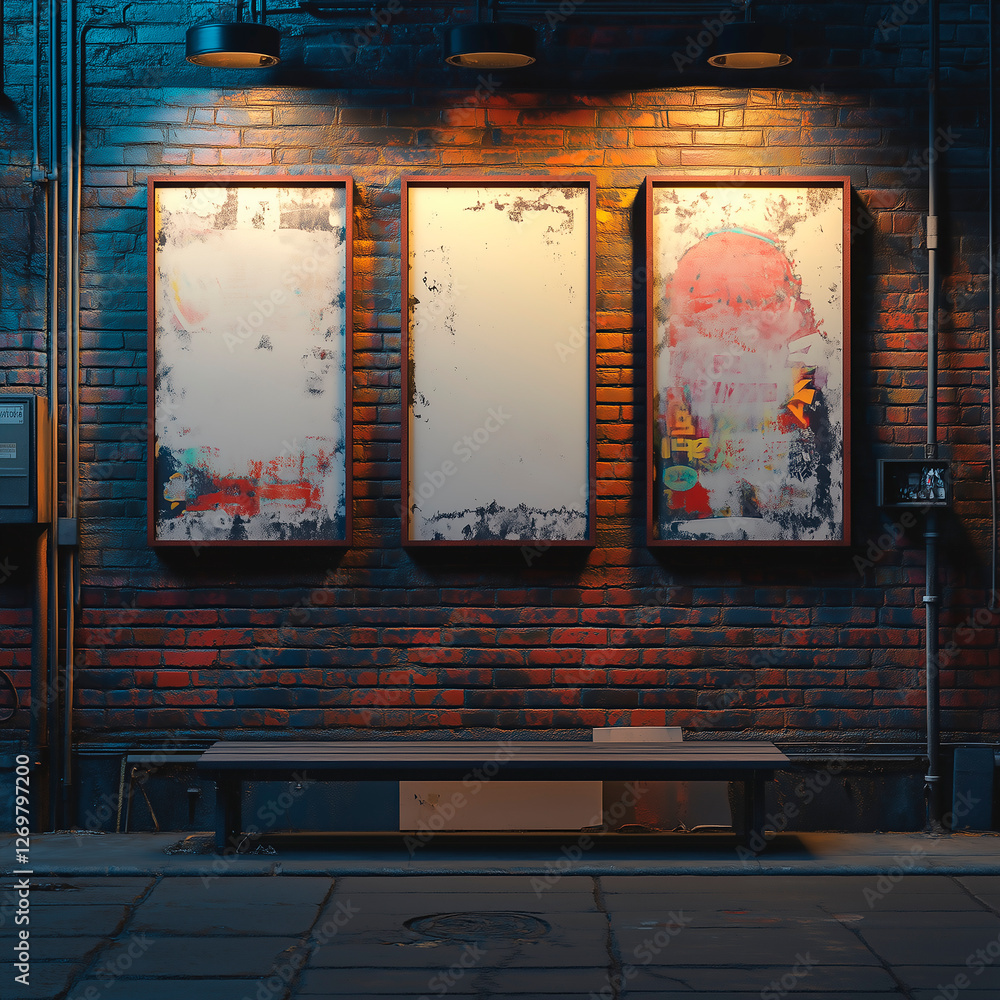 street art style in 2D rectangle for creative AI with 3 flat vector ...