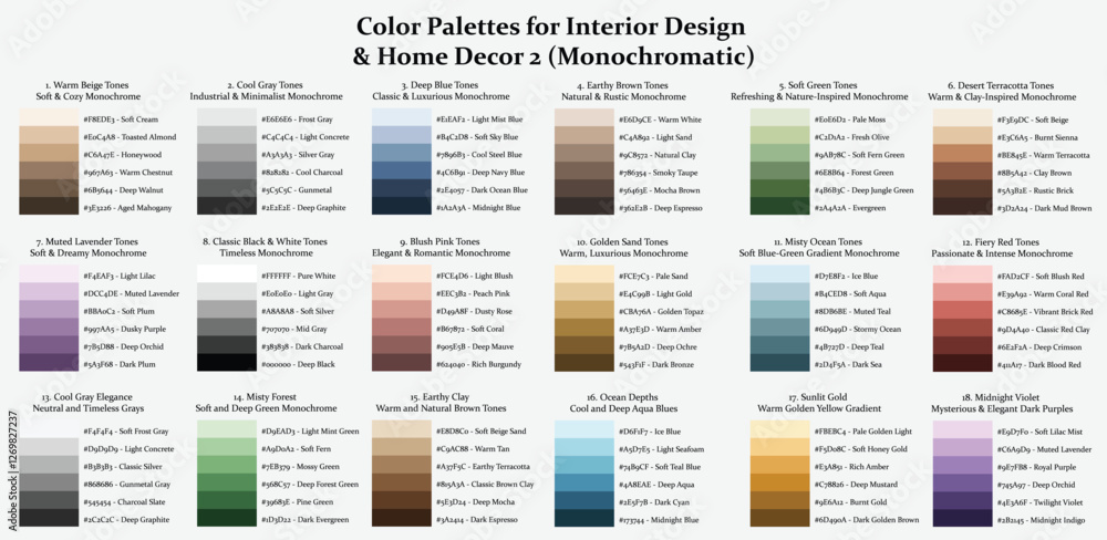 18 Color Palettes Collection 2 for Interior Design and Home Decor ...