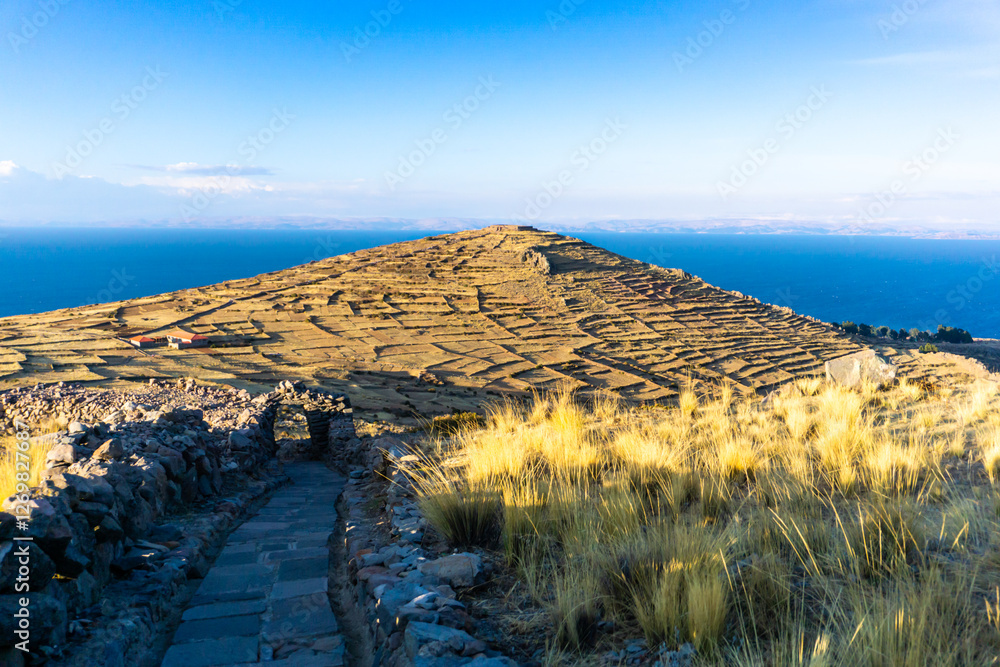 Views of the Pachatata Sanctuary Pre-Inca Temple at Sunset on Amantani ...