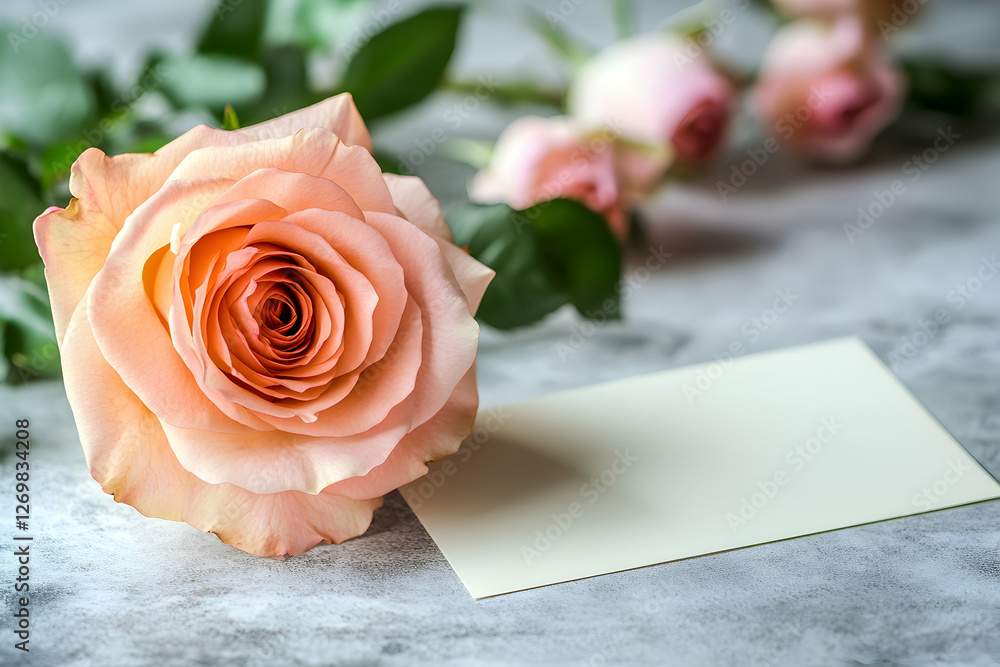 Sympathy condolence card with a rose, conveying the feeling of ...