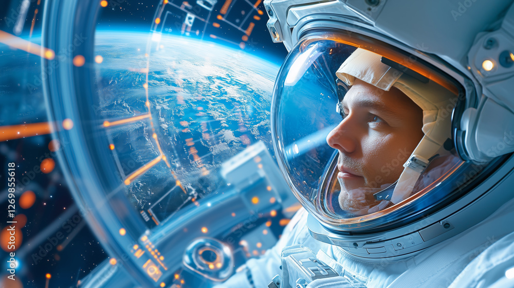 Astronaut observes Earth from the International Space Station while ...