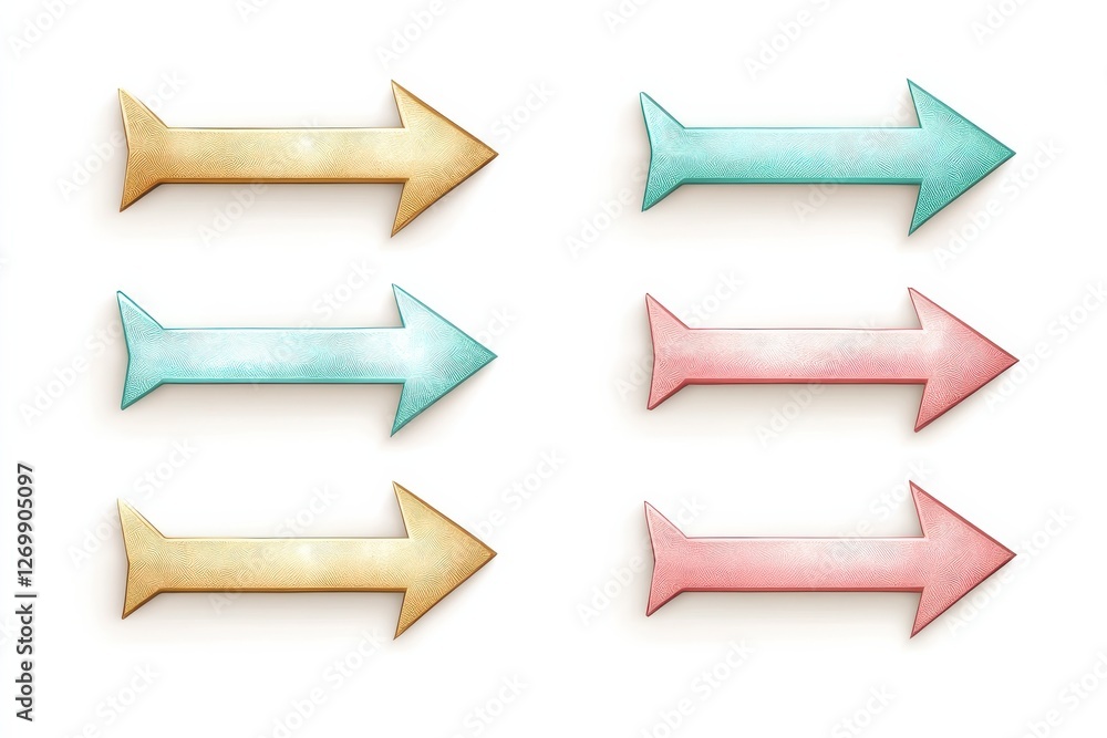 Colorful decorative arrows in pastel shades for guiding directions and ...
