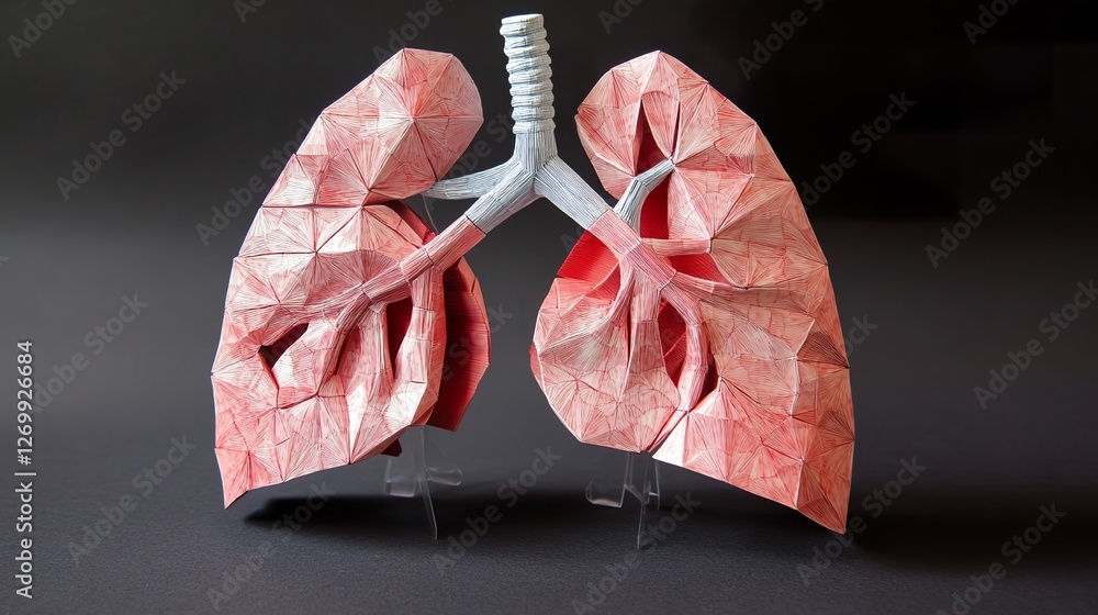 Papercraft model of human lungs with one affected section. Stock ...