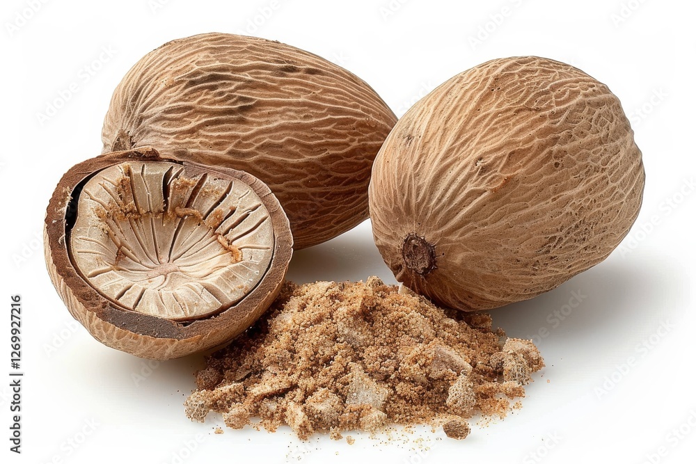 Exploring the unique texture and flavor of nutmeg pods and spices on a ...
