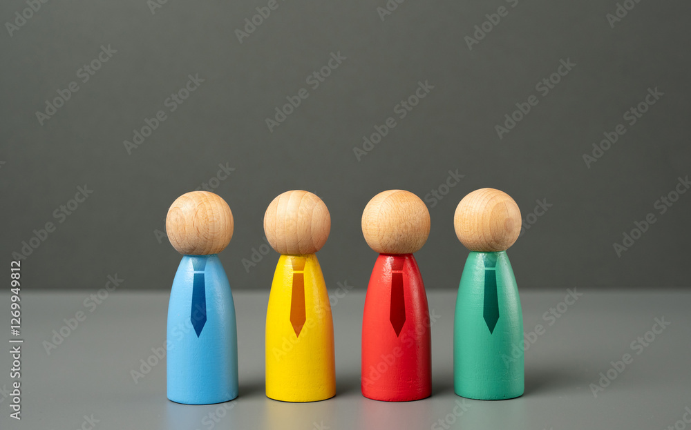 Figures of people with ties. Workers and employees. Different ...